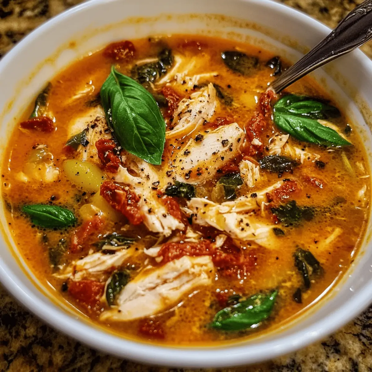 Irresistible Creamy Chicken and Sun-Dried Tomato Basil Soup