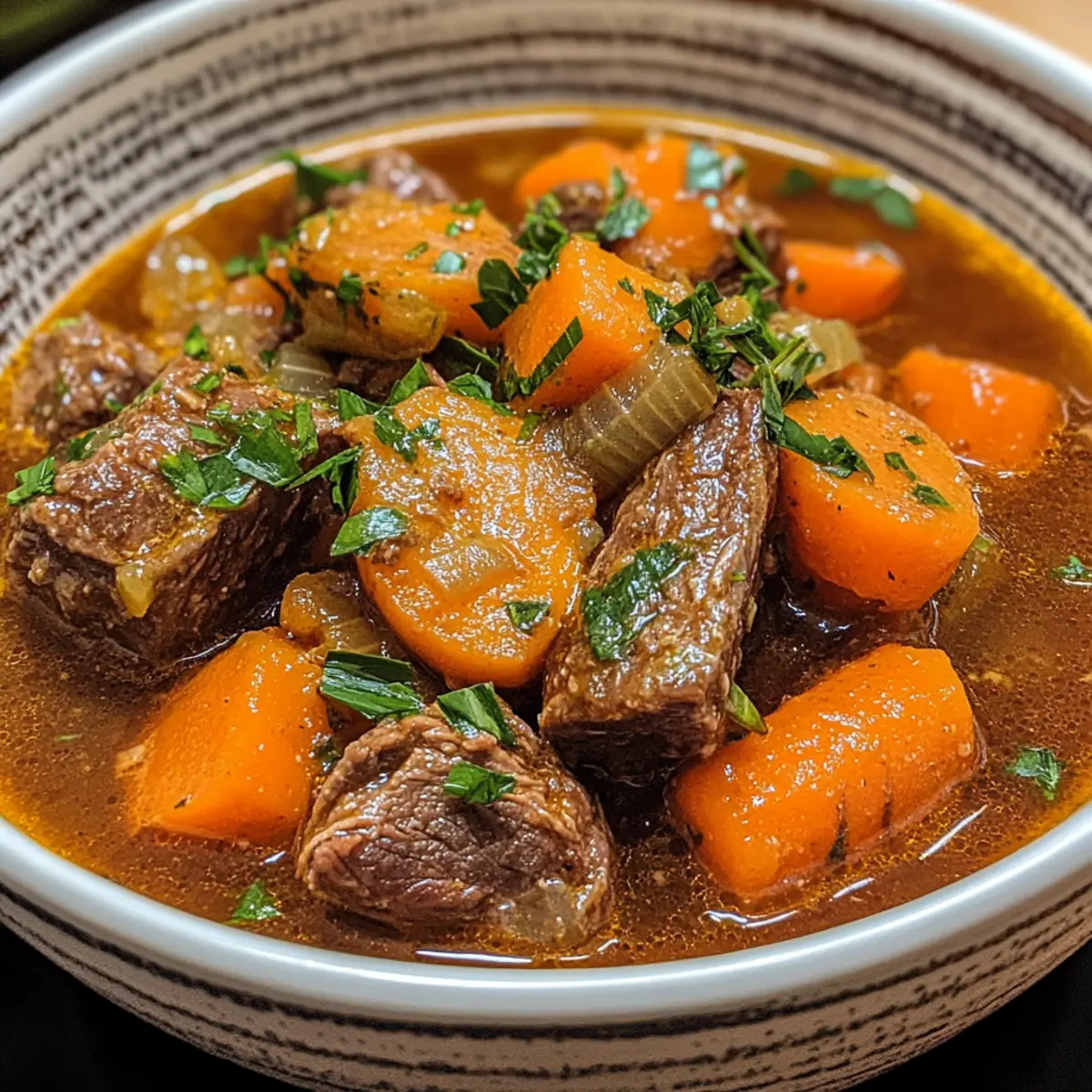 Easy Christmas Beef and Carrot Stew with Cozy, Rich Flavors